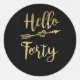 Hello Forty Birthday 40th Birthday Classic Round Sticker | Zazzle