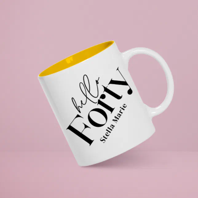 Hello forty modern minimal elegant 40th birthday mug | Zazzle