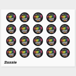 Hello fourth grade back to school classic round sticker | Zazzle