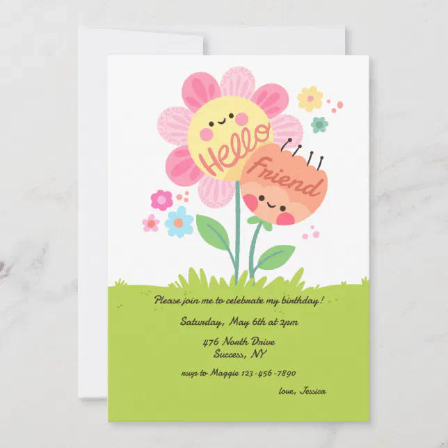 Hello Friend Birthday Party Invitation | Zazzle