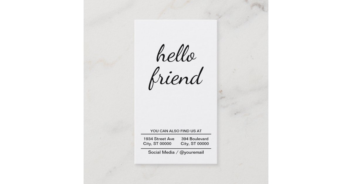 hello friend business card | Zazzle