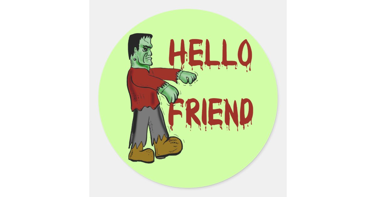 Hello Friend Frankenstein Halloween Sticker | Zazzle