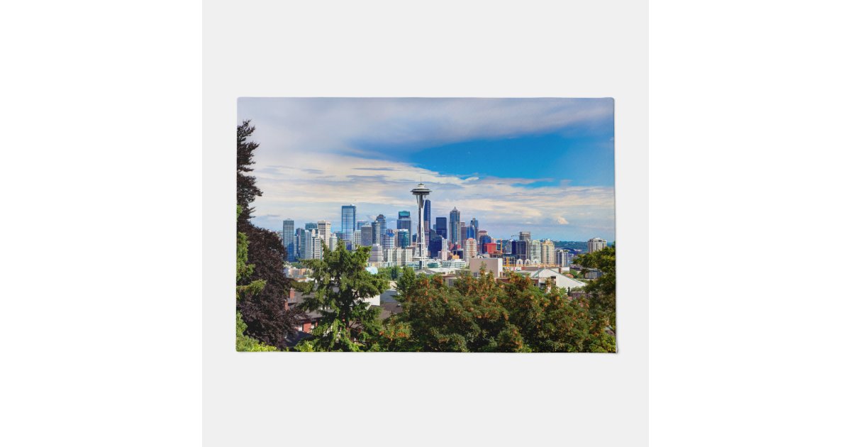Hello from Seattle, Washington. Downtown View Doormat | Zazzle