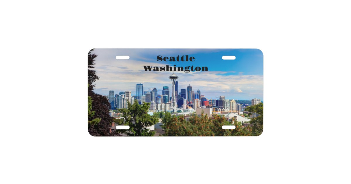Hello from Seattle, Washington. Downtown View License Plate | Zazzle