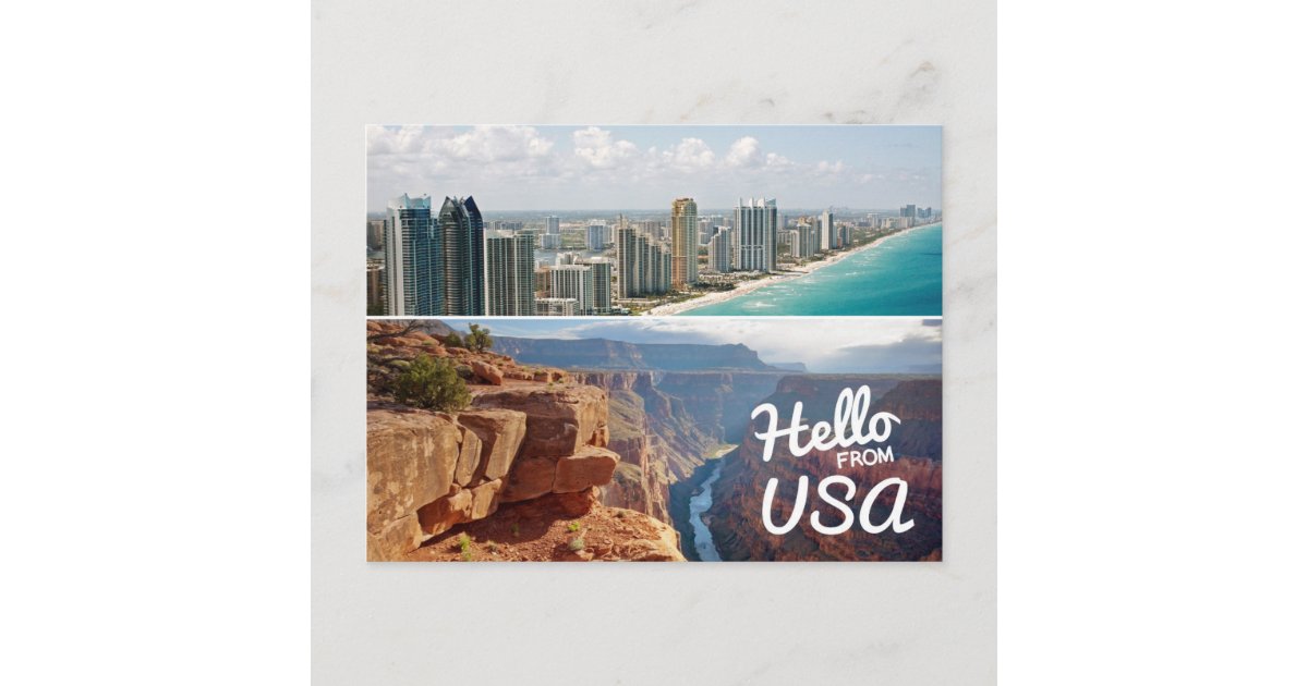 Hello from USA Postcard | Zazzle