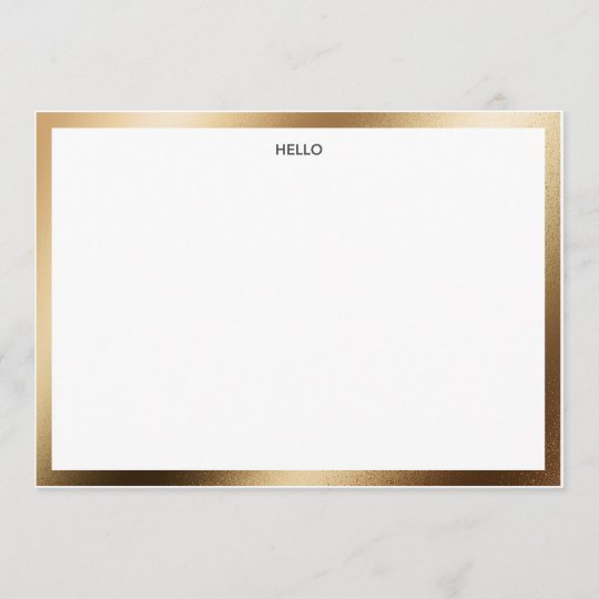 Hello Gold Border Notecard | Zazzle.com