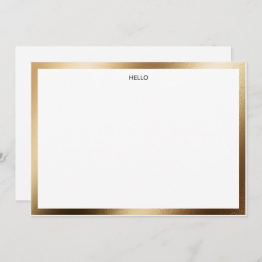 Hello Gold Border Notecard | Zazzle