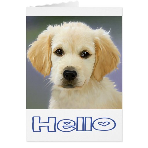 Hello Golden Retriever Puppy Dog Blank Card | Zazzle
