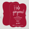 Hello gorgeous Galentine's Day xoxo Red custom Invitation | Zazzle
