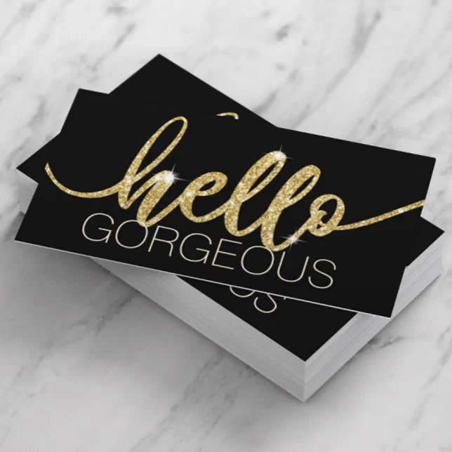Hello Gorgeous Modern Gold Typography Beauty Salon Business Card | Zazzle