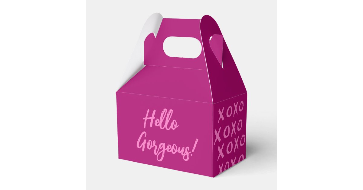 Hello Gorgeous! XOXO magenta pink Cute Favor Boxes | Zazzle
