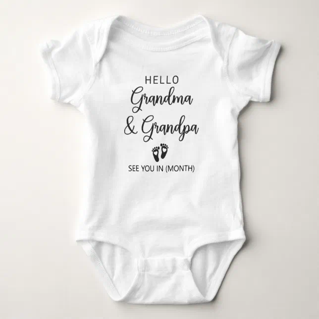 Hello Grandma and Grandpa Pregnancy Reveal Baby Bodysuit | Zazzle
