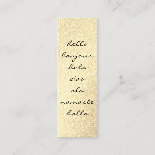 Hello Greetings Gold Glitter Mini Business Card | Zazzle.com