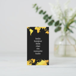 Hello Greetings | Map of The World | Linguistics Business Card | Zazzle