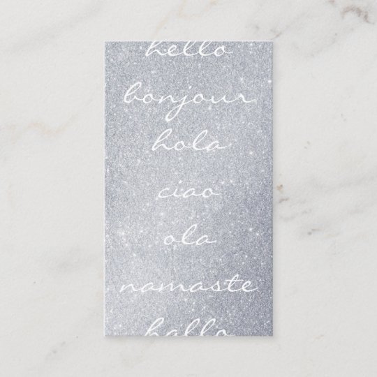 Hello Greetings Silver Glitter Business Card | Zazzle.com