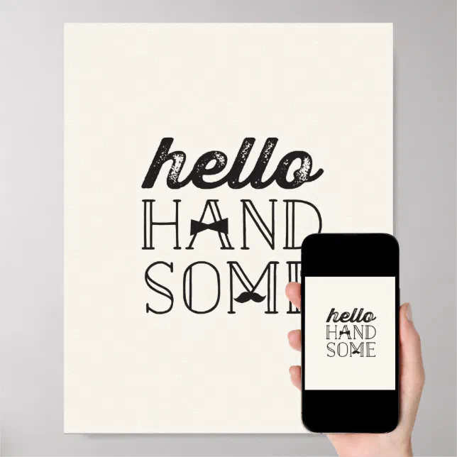 Hello Handsome Little Man Boy Baby Nursery Art Poster | Zazzle