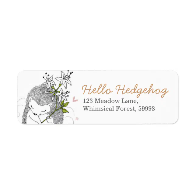 Hello Hedgehog Return Address Label | Zazzle