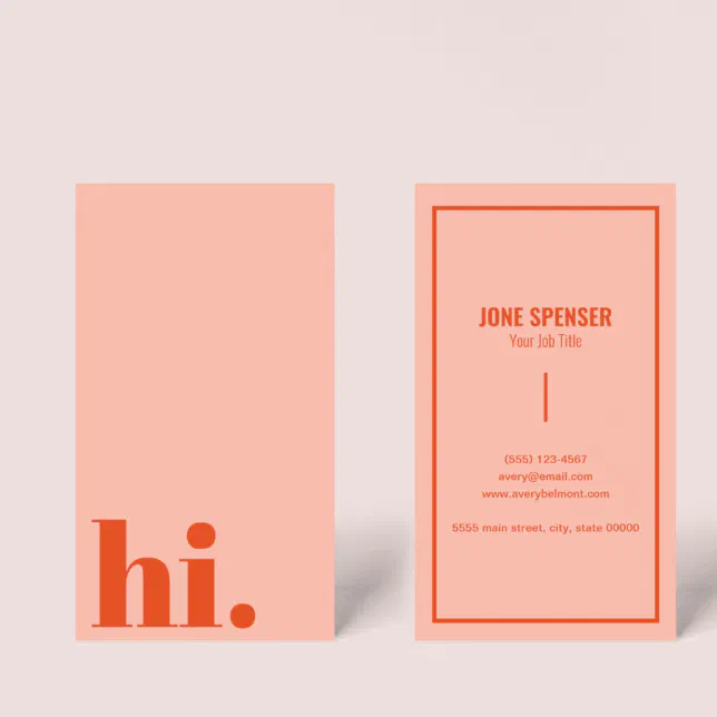 Hello Hi Casual Red & Pink Typography Retro Business Card | Zazzle