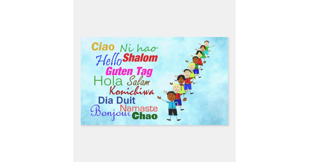 Hello In Many Languages Rectangular Sticker | Zazzle