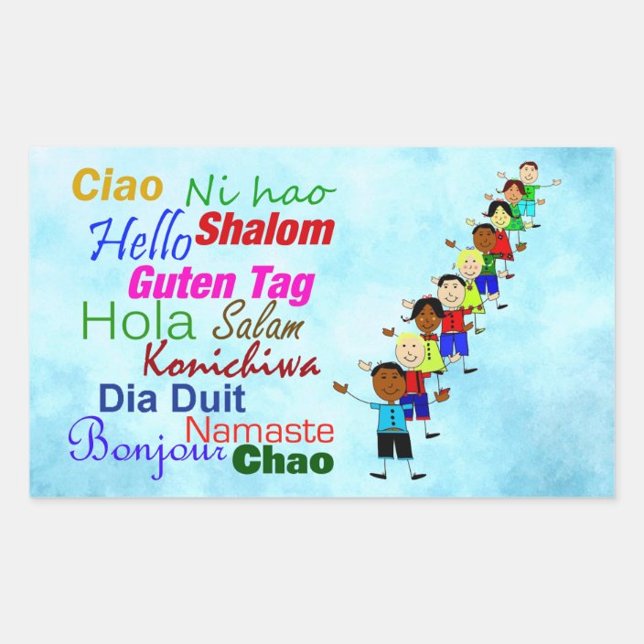 Hello In Many Languages Rectangular Sticker | Zazzle.com
