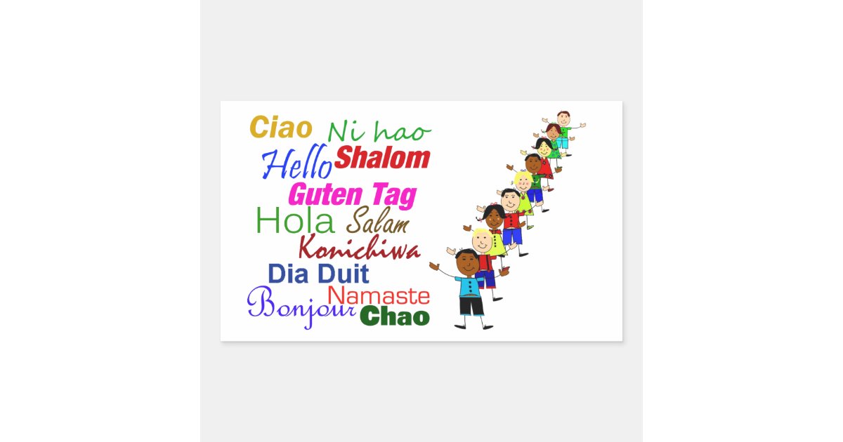 Hello In Many Languages Rectangular Sticker | Zazzle