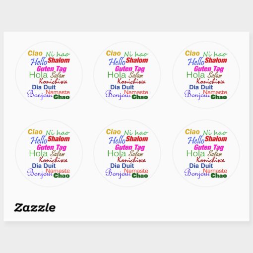 Hello In Many Languages Sticker | Zazzle