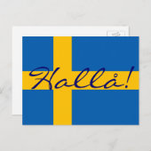 Hello in Swedish Hallå! Swedish Flag Postcard | Zazzle