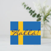 Hello in Swedish Hallå! Swedish Flag Postcard | Zazzle