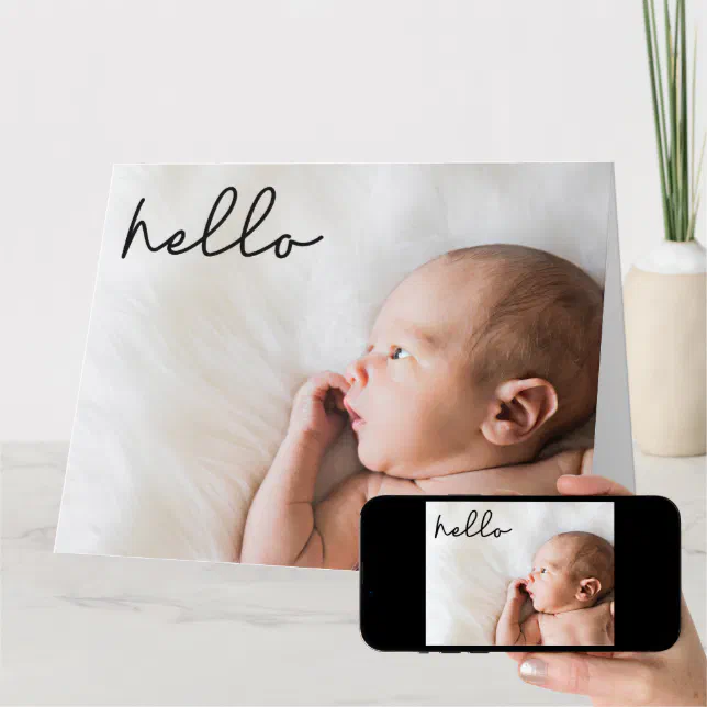 Hello Introducing Baby birth with Photo Custom Card | Zazzle