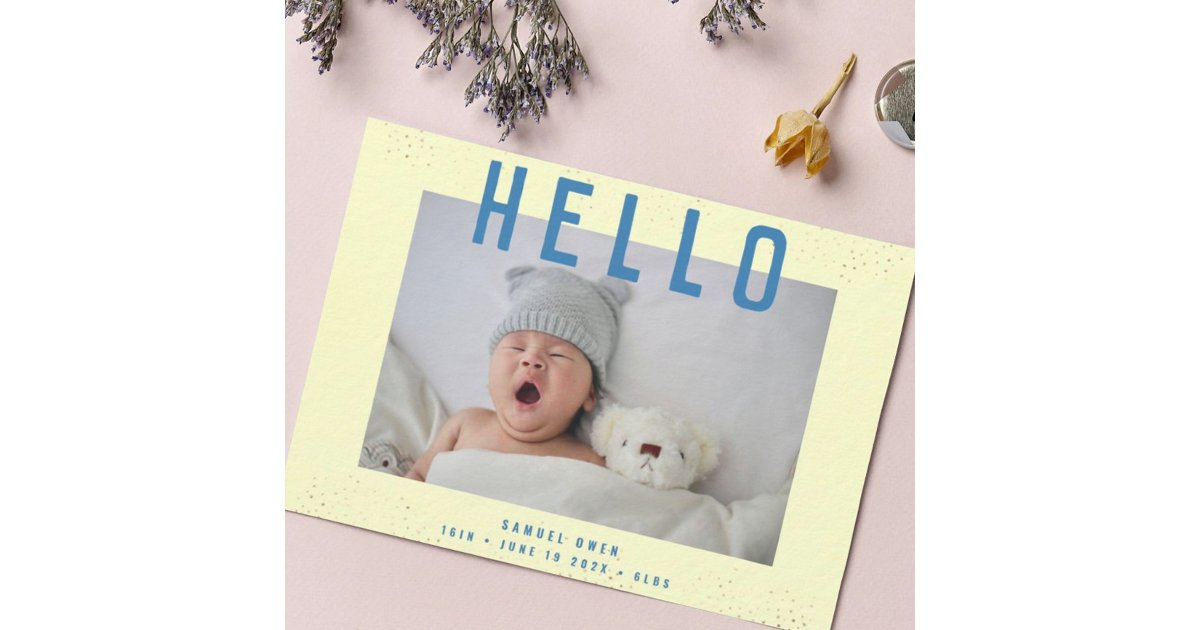HELLO | Introducing My Baby | Modern Photo Frame Announcement | Zazzle