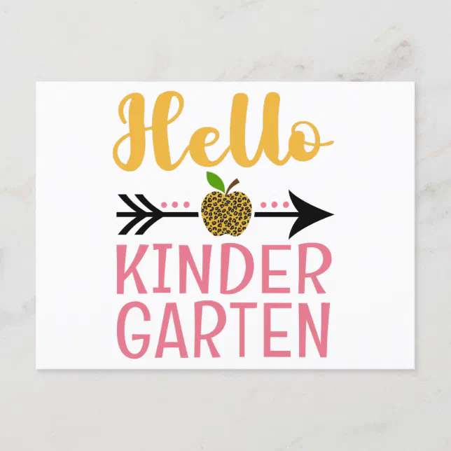 Hello Kindergarten Back to School Girls Teacher Postcard | Zazzle