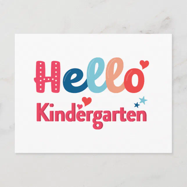 Hello kindergarten Postcard | Zazzle