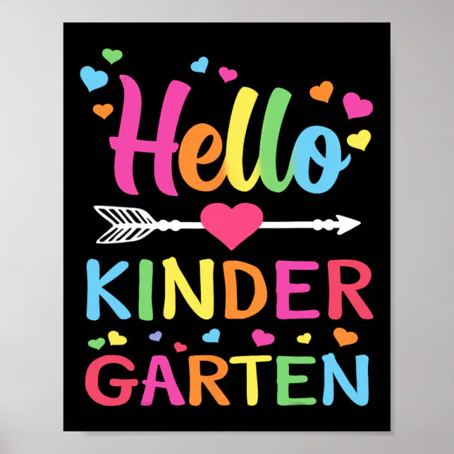 Hello Kindergarten Team Kinder Byck To School Teac Poster | Zazzle