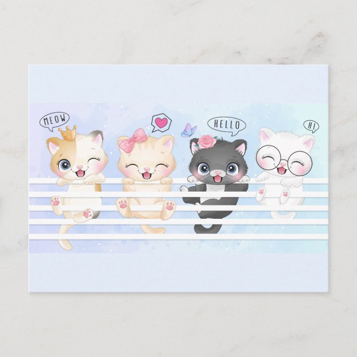 Hello Kittens Postcard | Zazzle