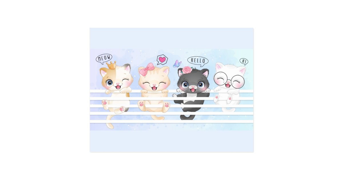 Hello Kittens Postcard | Zazzle.com