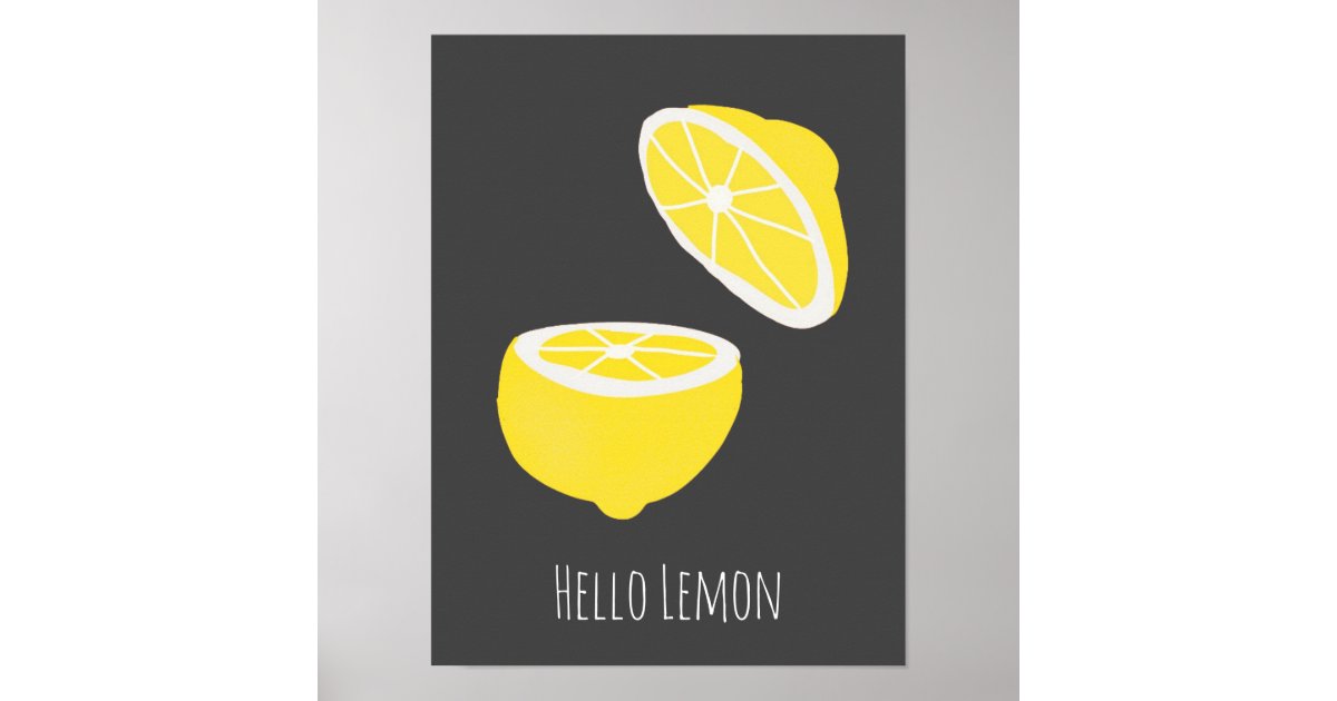 Hello Lemon modern yellow fruit Poster | Zazzle