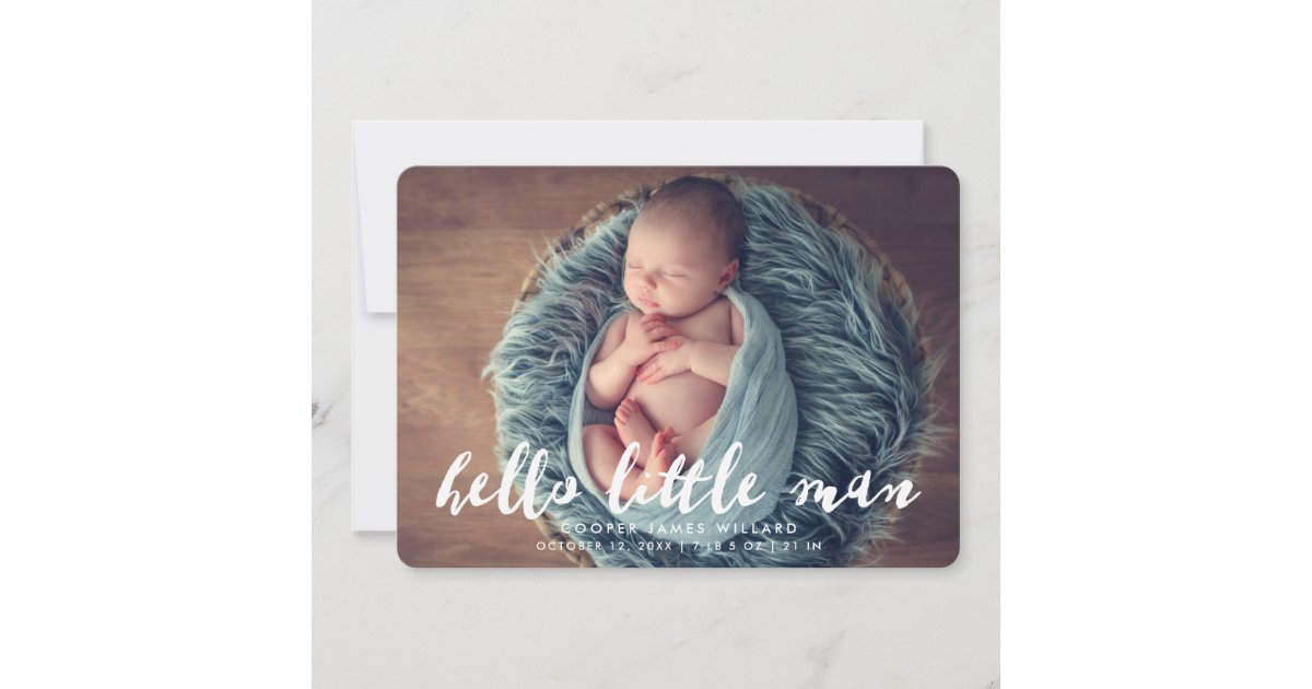 Hello Little Man | Photo Birth Announcement | Zazzle