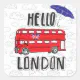 Hello London | Hand Lettered Sign With Umbrella Square Sticker | Zazzle