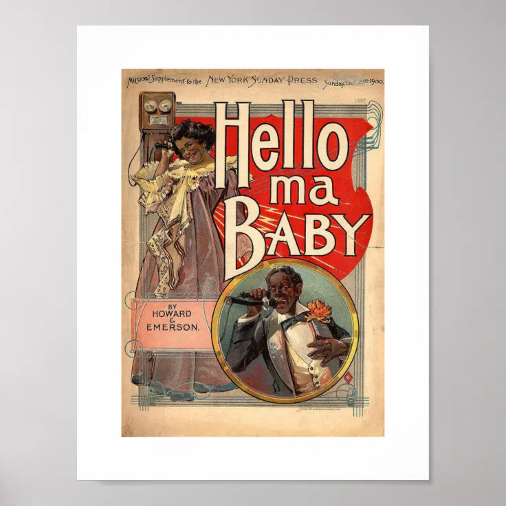 Hello ma Baby, Sheet Music 1900 Vintage Poster | Zazzle