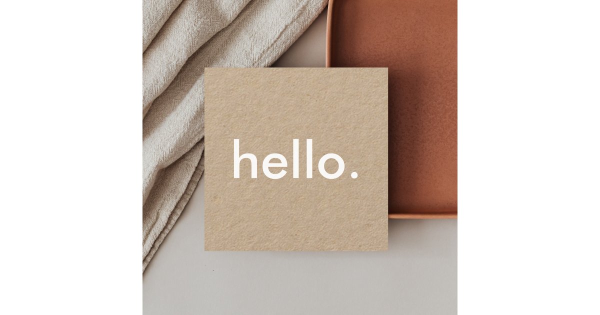 Hello Modern Professional Kraft Square Business Card | Zazzle