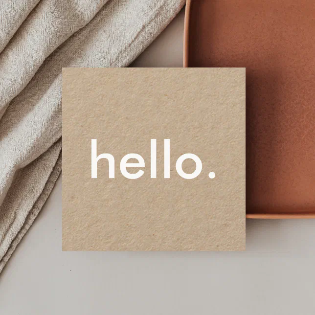 Hello Modern Professional Kraft Square Business Card | Zazzle