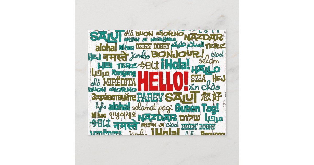 Hello (Multi Language) Postcard | Zazzle