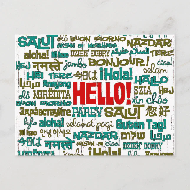 Hello (Multi Language) Postcard | Zazzle
