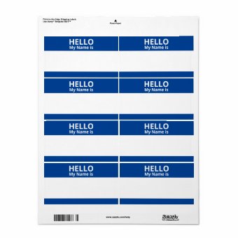Hello My Name is Blue and White Name Tag Labels | Zazzle