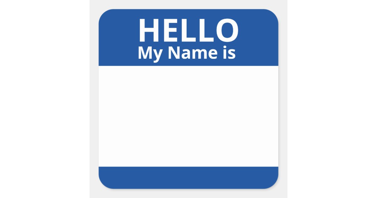 Hello My Name is Blue and White Name Tag Stickers | Zazzle