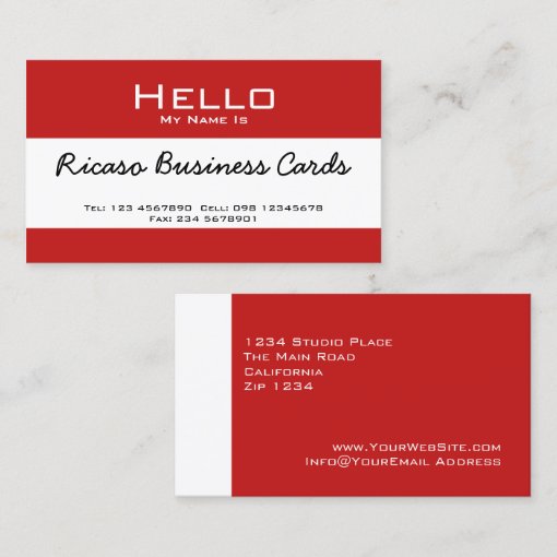 Hello My Name Is Business Card | Zazzle