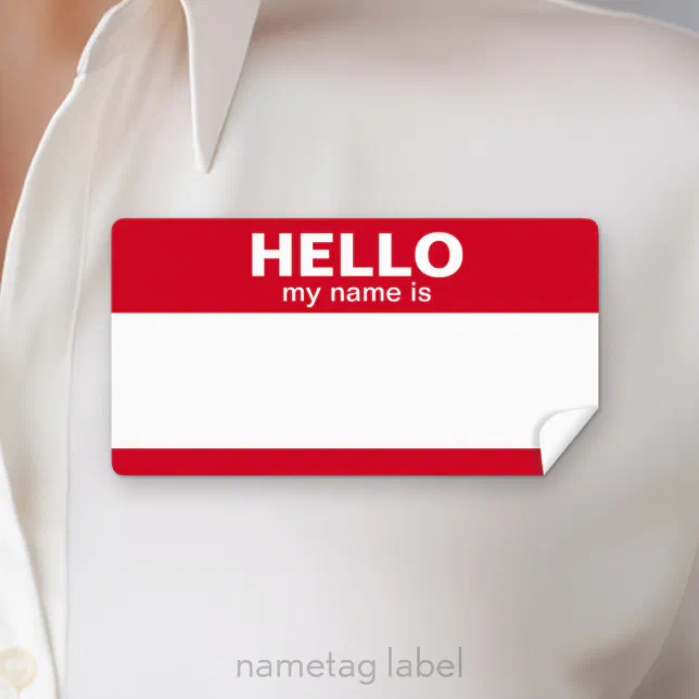 Hello my name is -- classic red label | Zazzle