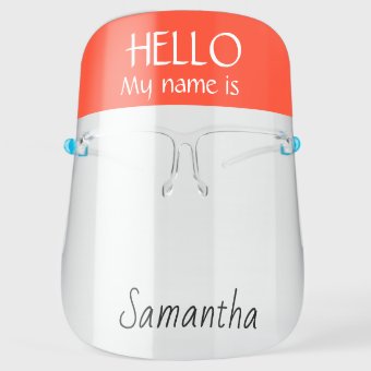 Hello My Name is Custom Business Employee Face Shield | Zazzle