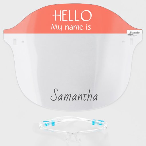 Hello My Name is Custom Business Employee Face Shield | Zazzle