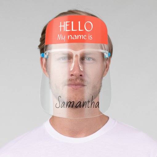 Hello My Name is Custom Business Employee Face Shield | Zazzle